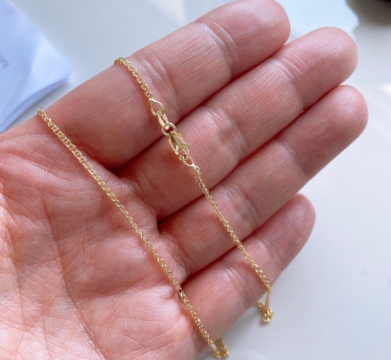 1.5mm 14K Yellow Gold Flat Open Spiga Wheat Chain Necklace - Etsy