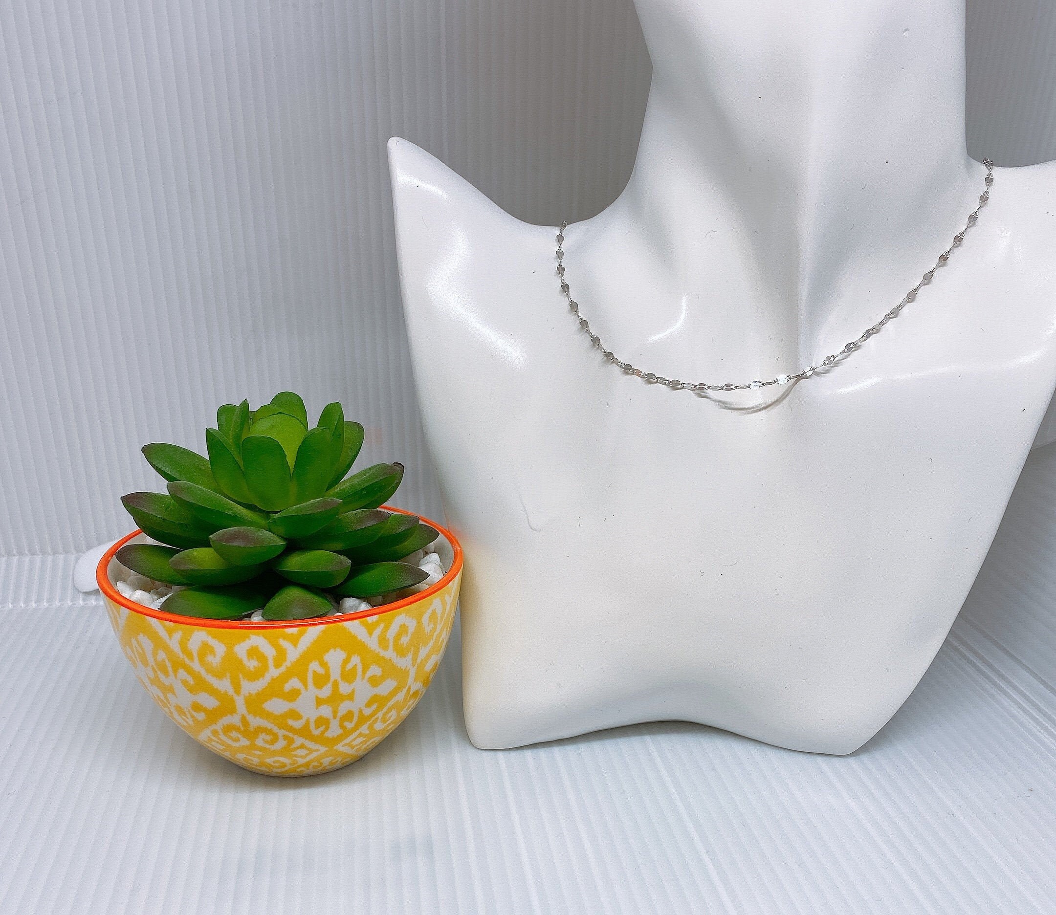 2mm 14K White Gold Flat Mirror Link Chain Necklace - Etsy