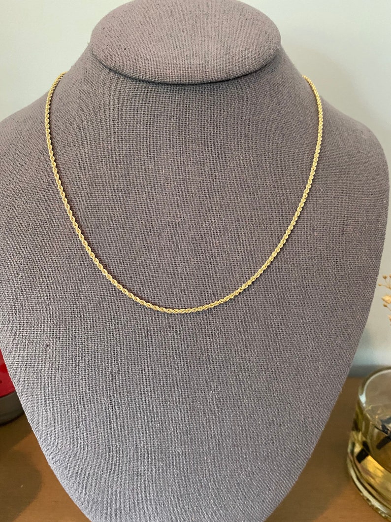 2mm 14k Yellow Gold Hollow Rope Chain Necklace | Etsy
