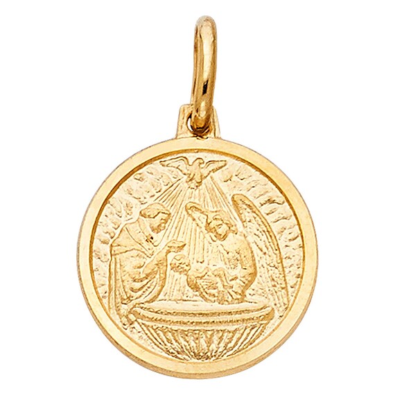 14K Yellow Gold Baptism Pendant - Etsy