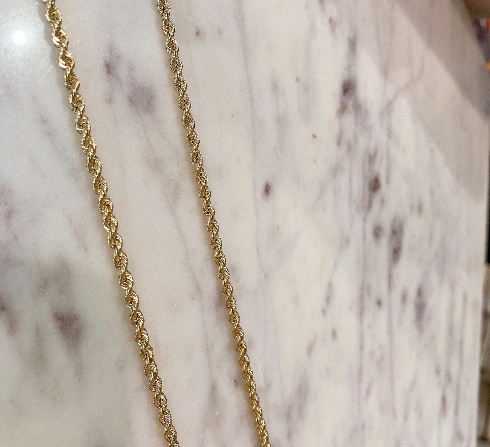 3mm 14k Yellow Gold Hollow Rope Chain Necklace | Etsy