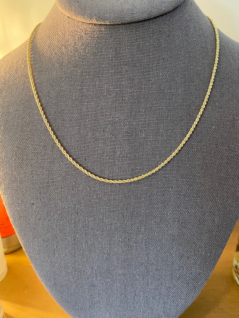 2mm 14k Yellow Gold Hollow Rope Chain Necklace | Etsy
