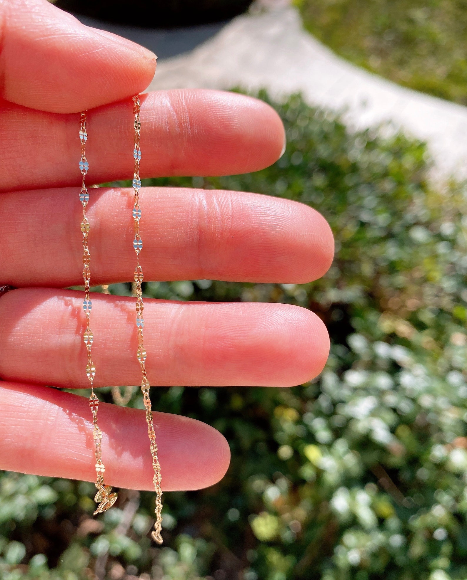 1.5mm 14K Yellow Gold Stamped Curved Mirror Link Chain | Etsy