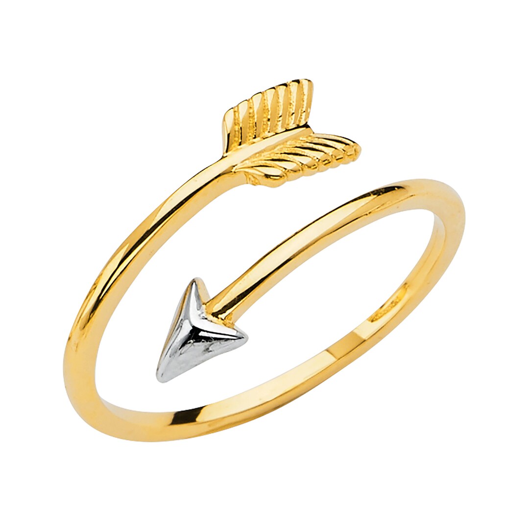 14k Two-tone Gold Arrow Ring - Etsy