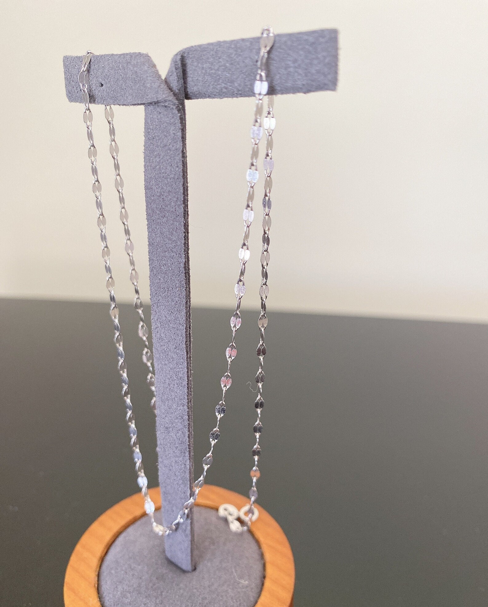 2mm 14K White Gold Flat Mirror Link Chain Necklace - Etsy