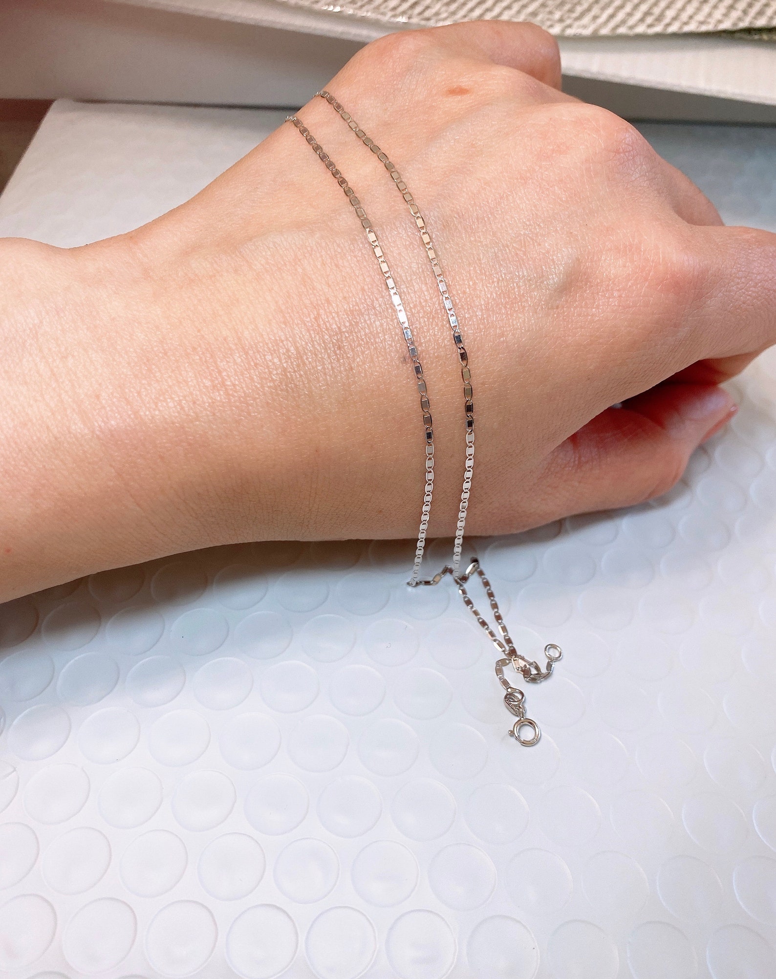 1.3mm 14K White Gold Valentino Chain Necklace - Etsy