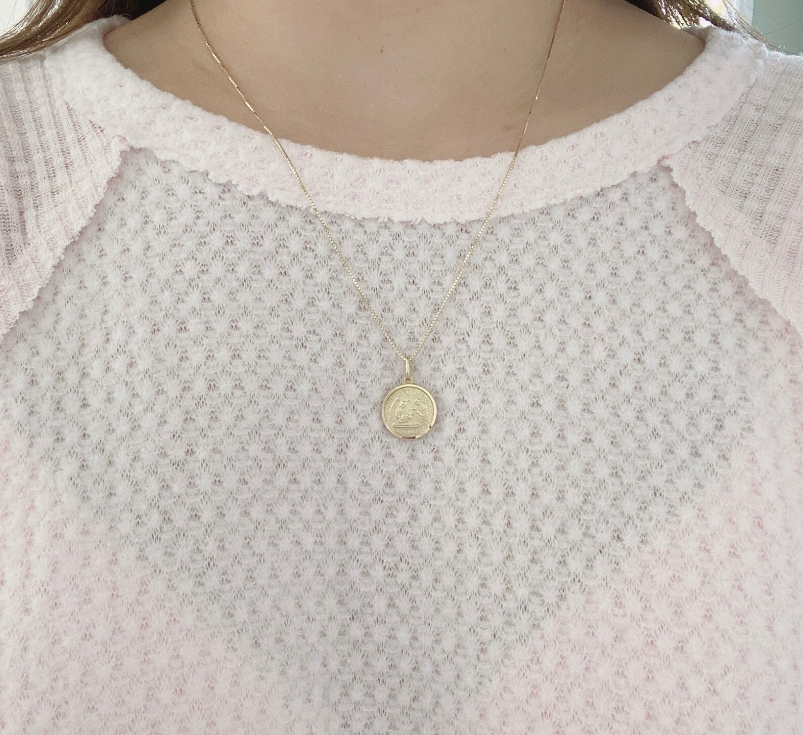 14K Yellow Gold Baptism Pendant - Etsy