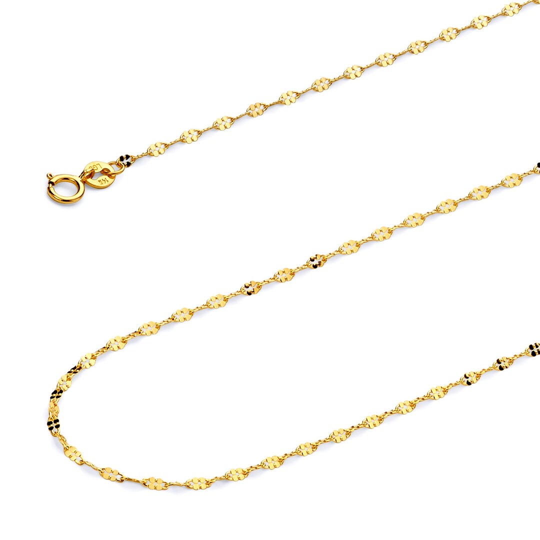 1.5mm 14K Yellow Gold Stamped Curved Mirror Link Chain Necklace - Etsy