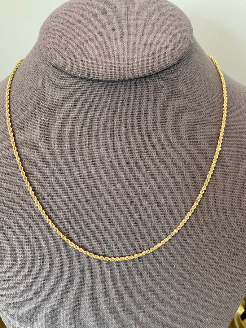 2mm 14k Yellow Gold Hollow Rope Chain Necklace - Etsy