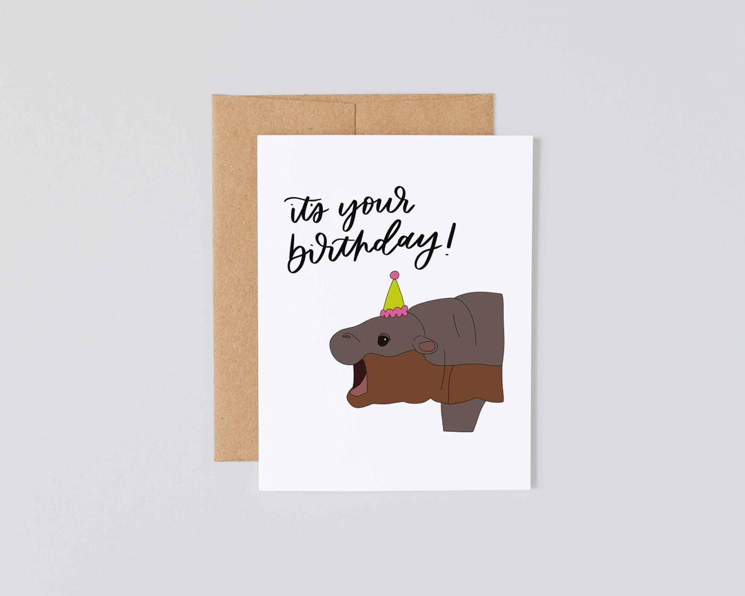 Moo Deng, It's Your Birthday, Cute Birthday Style Card, Happy Birthday ...
