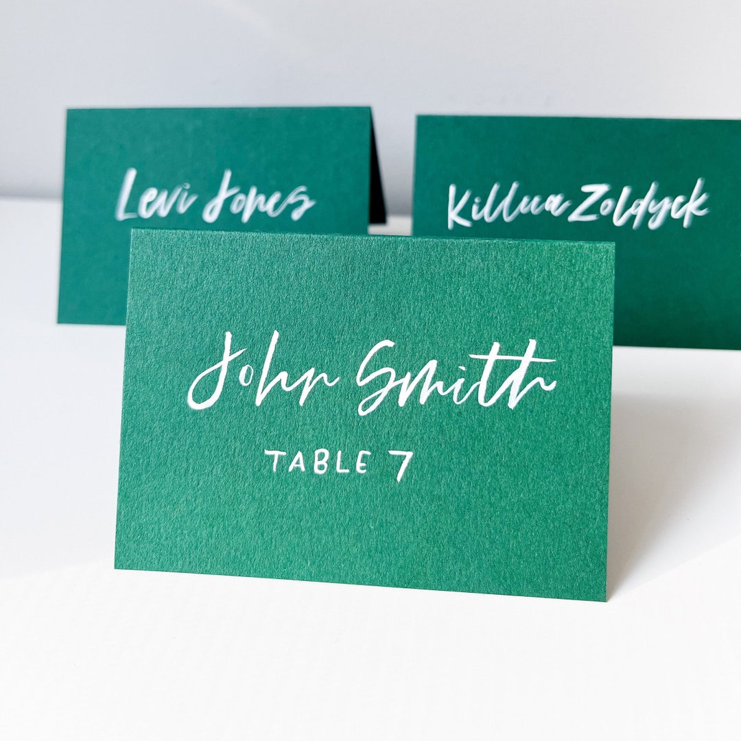 Custom Placecards, Wedding Placecards, Emerald Green, Dinner Party Name ...