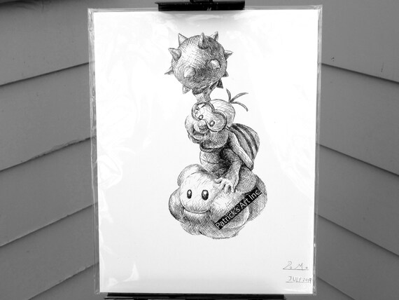 Super Mario Lakitu Ink Art Print | Etsy
