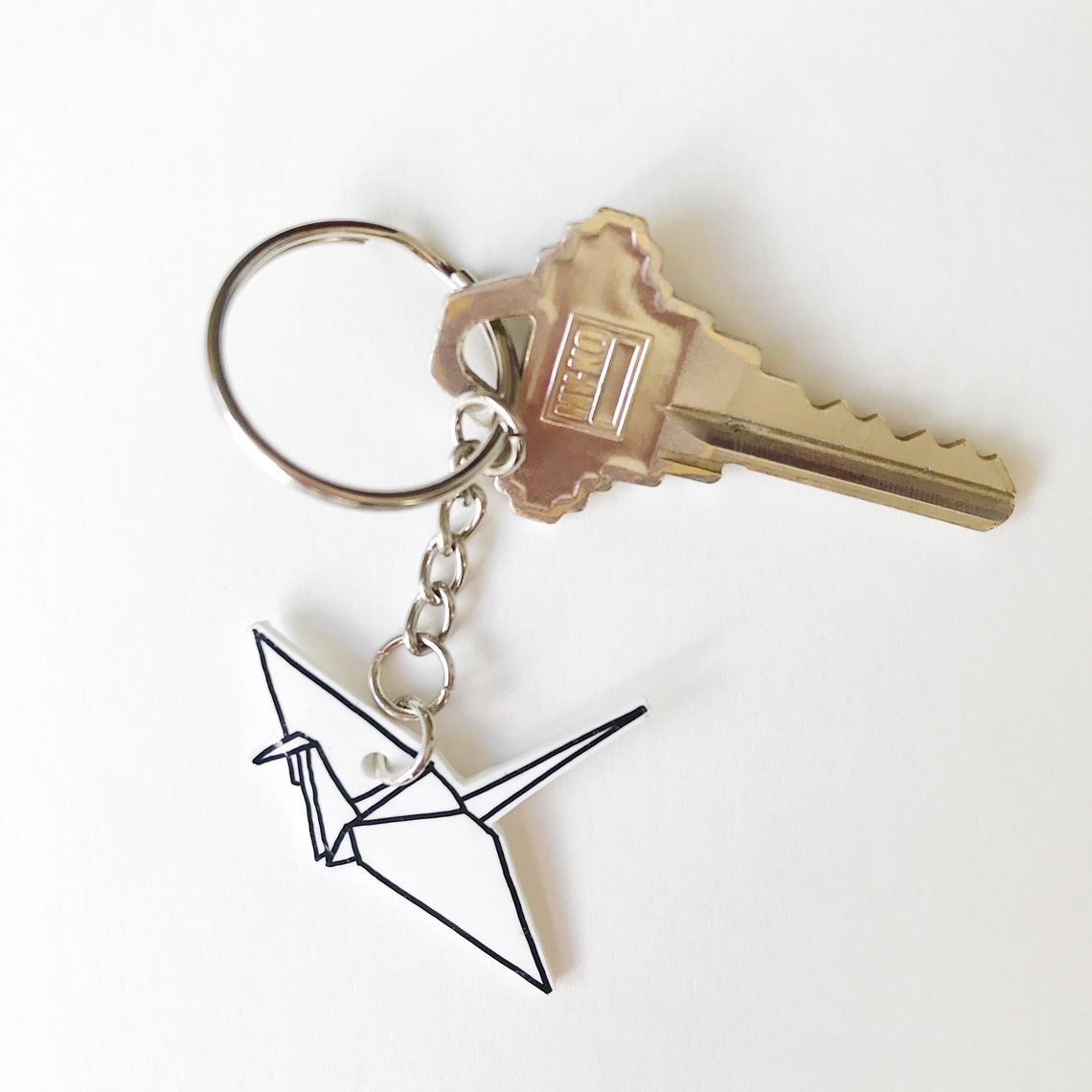 Paper Crane Keychain | Hand Drawn Origami Crane Shrinky Dink Plastic ...