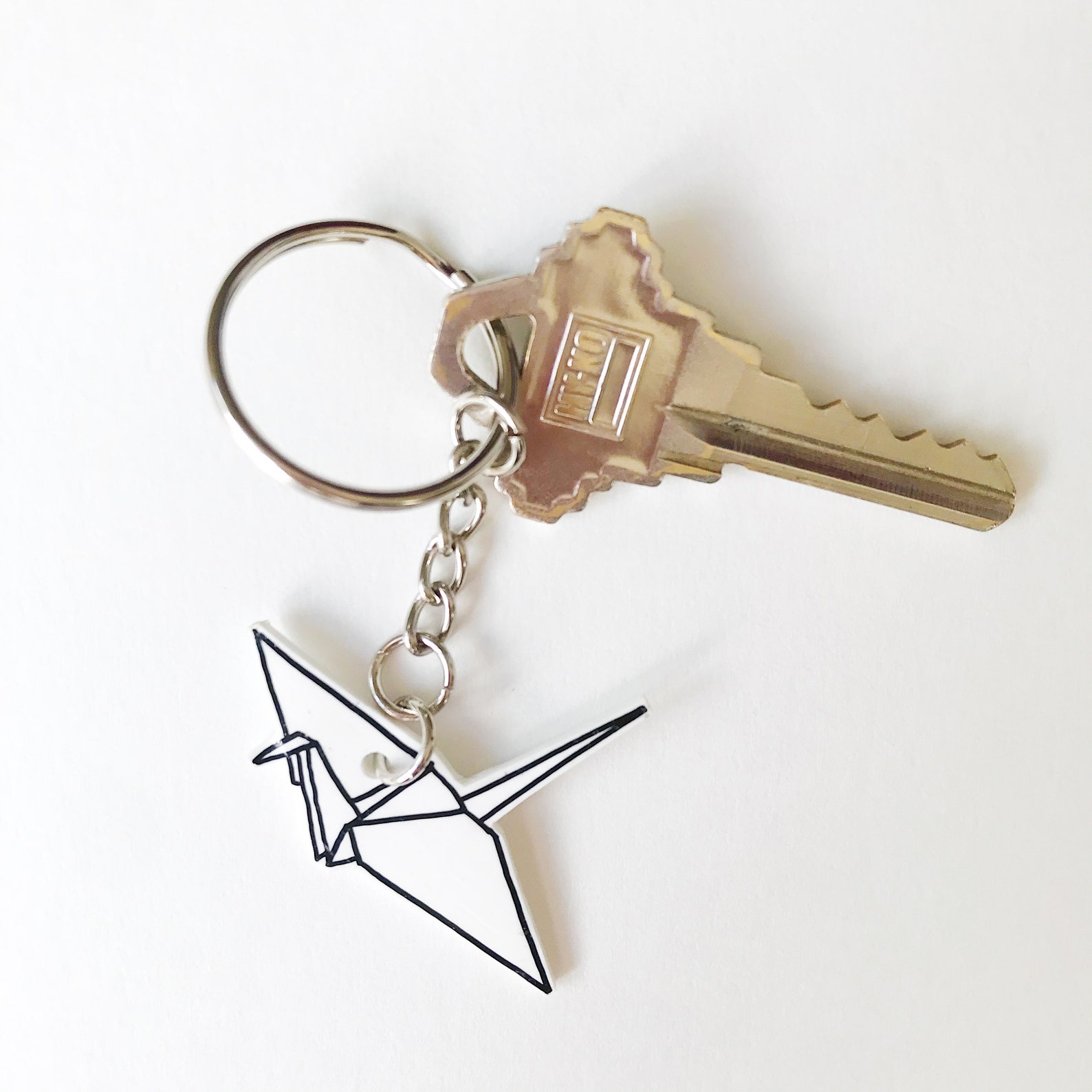 Paper Crane Keychain | Hand Drawn Origami Crane Shrinky Dink Plastic ...