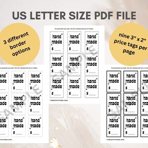 Printable Price Tag, Digital PDF Craft Fair Price Tags, Printable ...