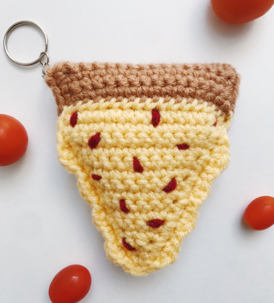 Crochet Pizza Slice Keychain or Ornament | Handmade Acrylic Yarn - Etsy