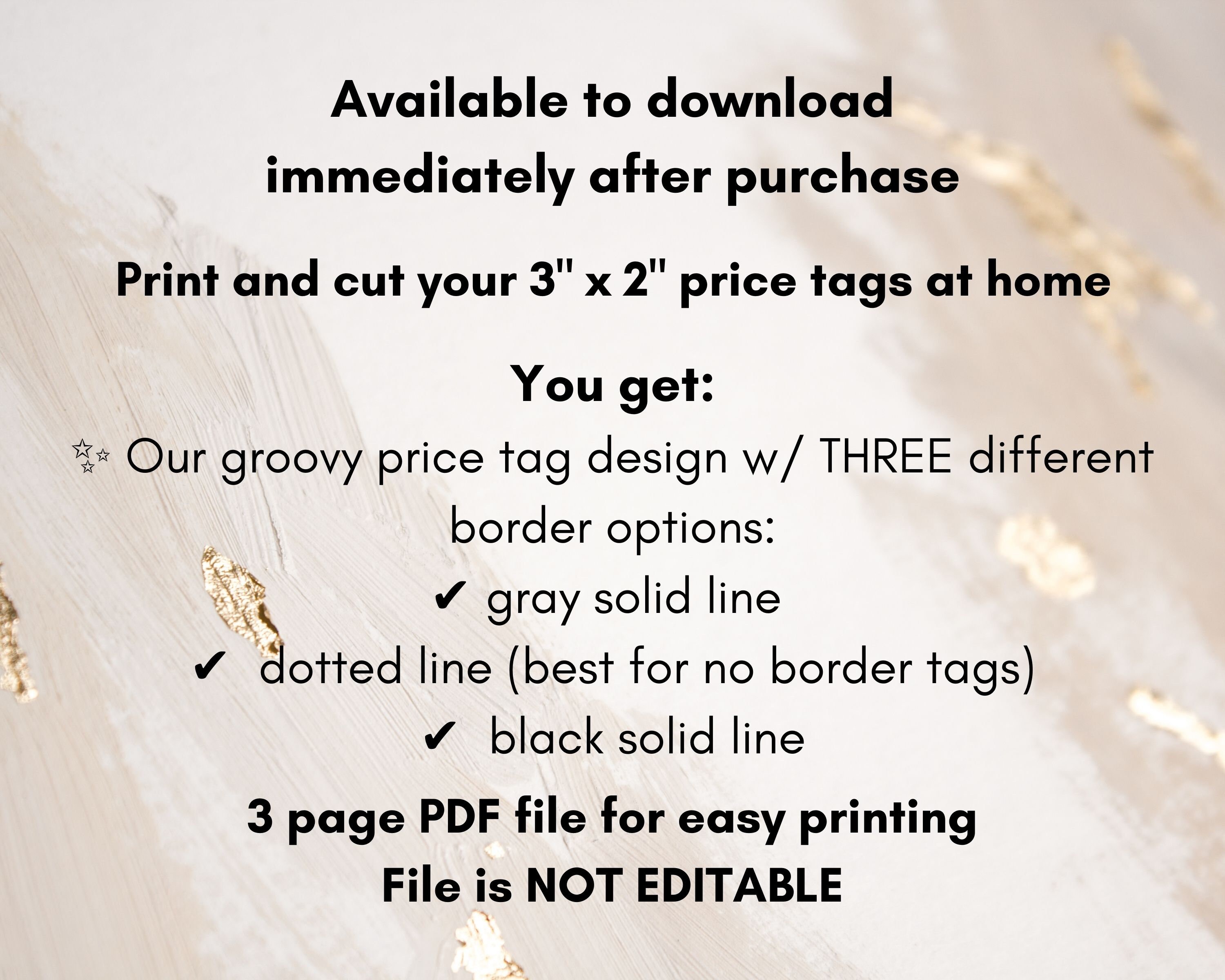 Printable Price Tag, Digital PDF Craft Fair Price Tags, Printable ...