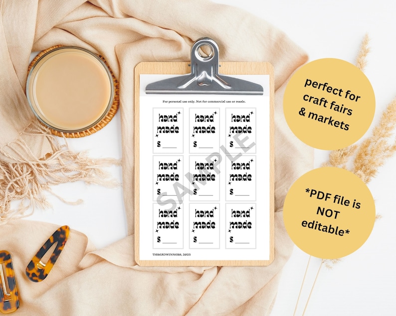 Printable Price Tag, Digital PDF Craft Fair Price Tags, Printable ...