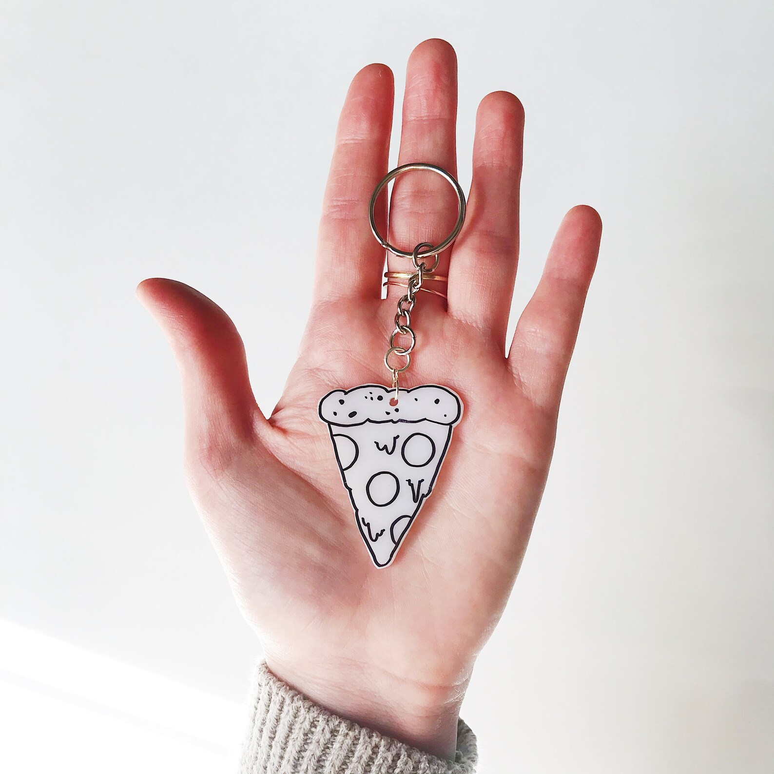 Pepperoni Pizza Keychain | Hand Drawn Pizza Slice Shrinky Dink Plastic ...