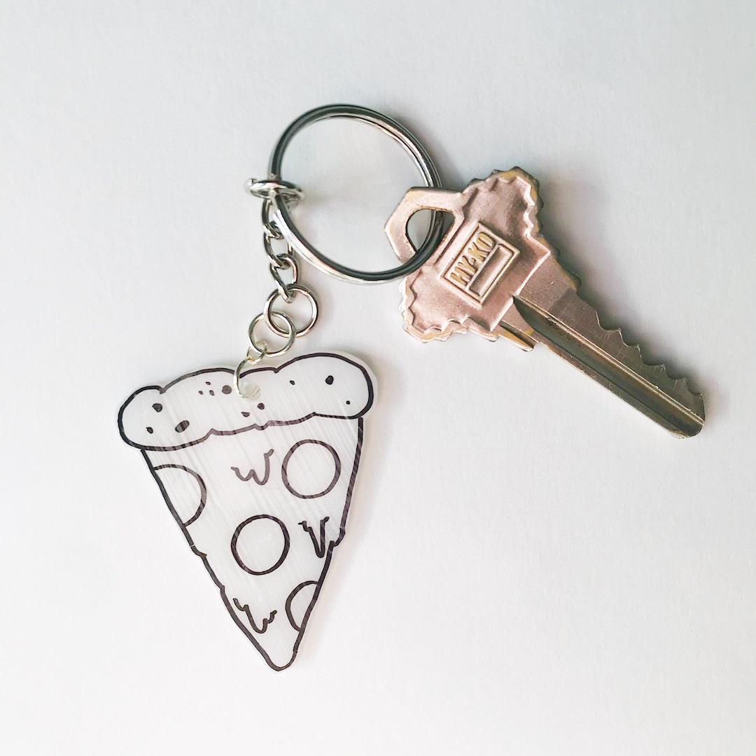 Pepperoni Pizza Keychain | Hand Drawn Pizza Slice Shrinky Dink Plastic ...