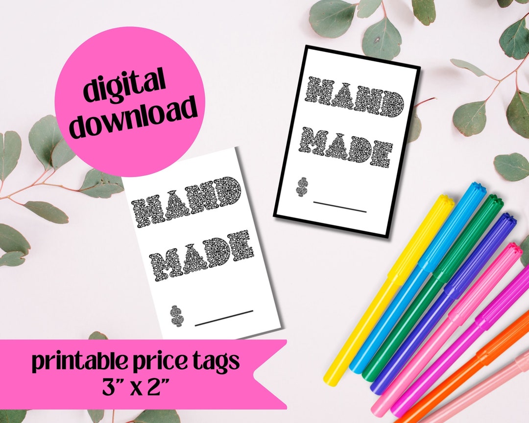 Printable Price Tag, Digital PDF Craft Fair Price Tags, Modern Unique ...