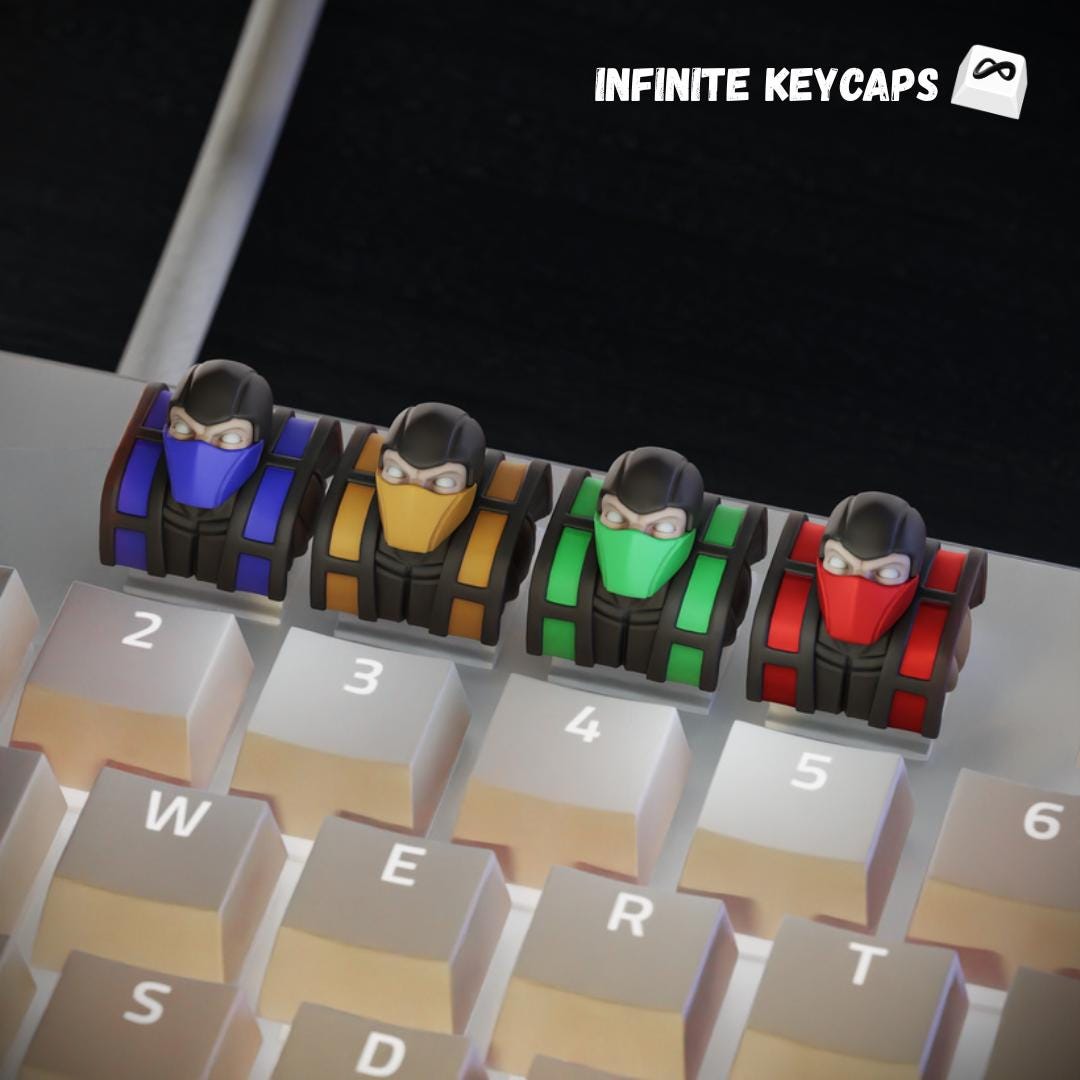 Ice & Flame Ninja Duo Keycap | Custom Ninja Keycap | Handpainted Resin ...