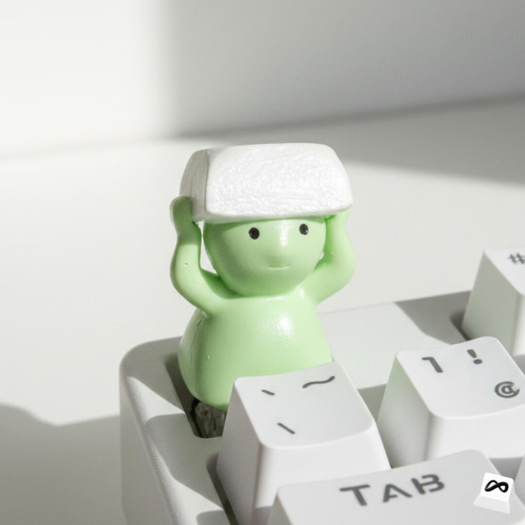 Cute Green Mini Figure Keycap | Artisan Mechanical Keyboard Keycap ...