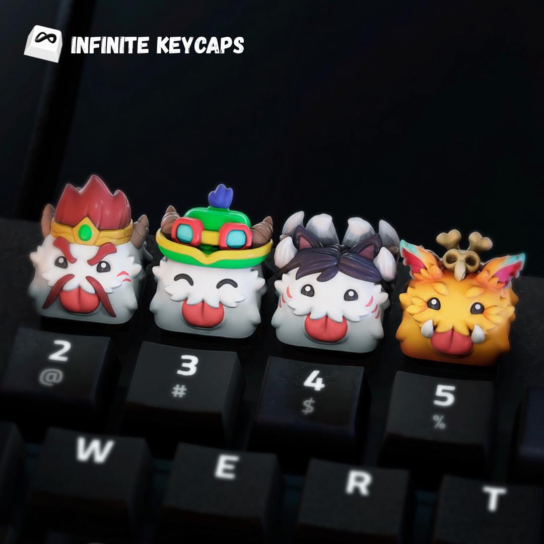 Poro-inspired Furry Warrior Keycap Set | Artisan Keycap | Custom Keycap ...