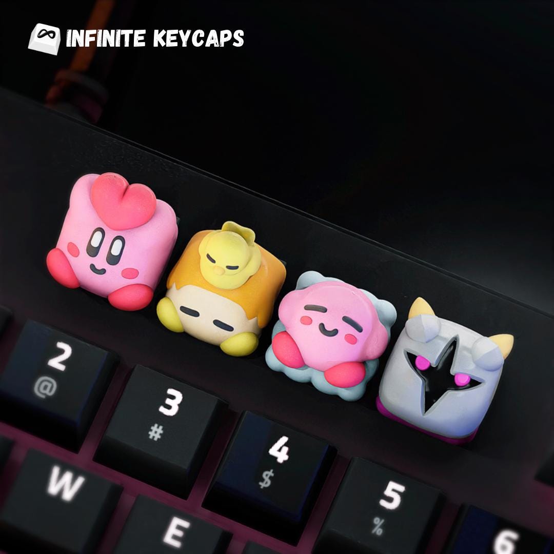 Pink Balloon Critter Keycaps | Artisan Keycaps | Custom Kawaii Keycaps ...