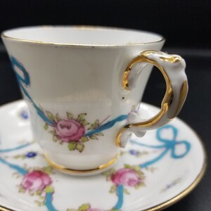 Crown Staffordshire Small Teacup and Saucer Bows Ribbons and - Etsy
