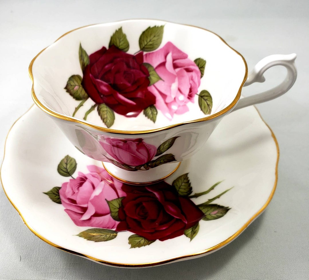 Royal Albert Red Rose Teacup and Saucer Set - Etsy