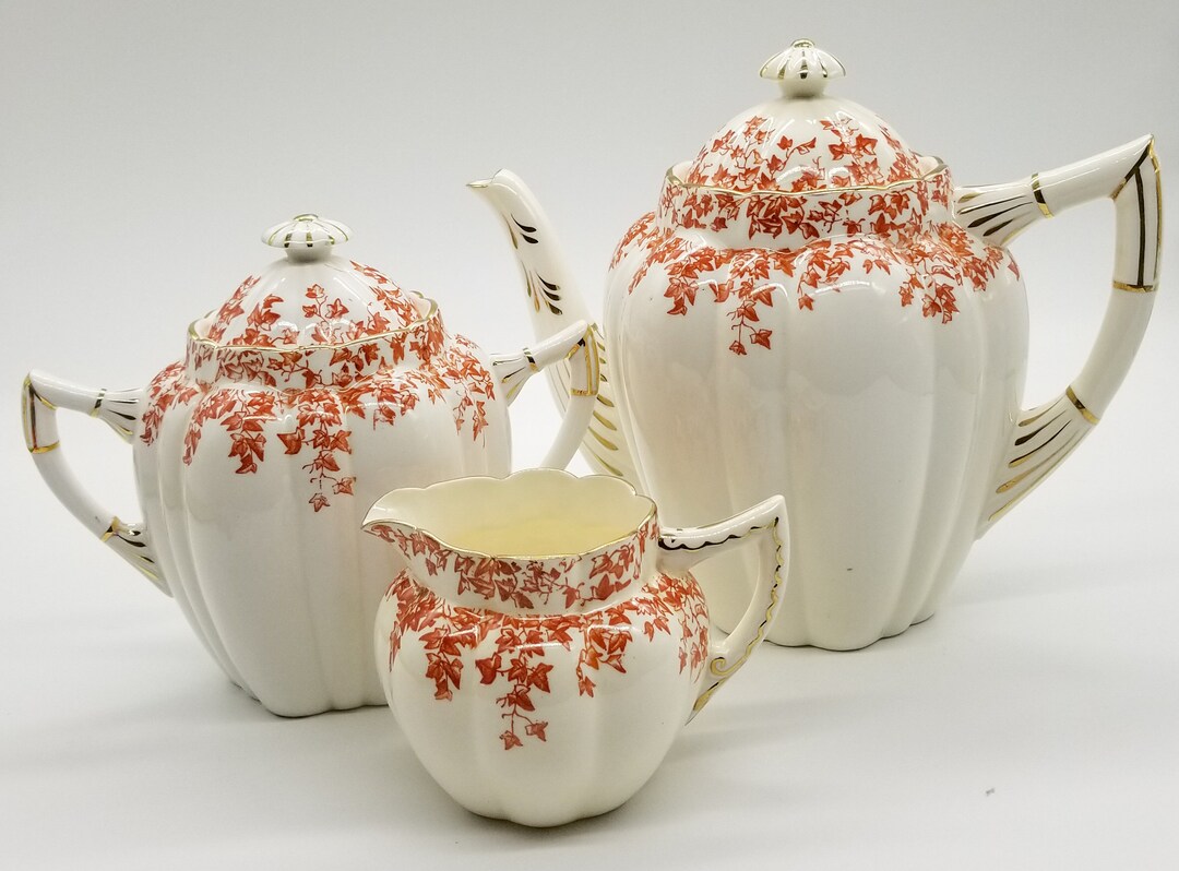 Vintage Wileman Foley Daisy Orange Teapot Set: England China - Etsy