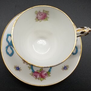 Crown Staffordshire Small Teacup and Saucer Bows Ribbons and - Etsy