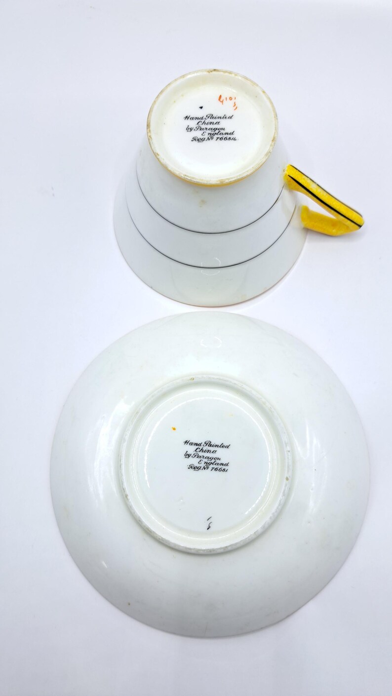 Royal Paragon Art Deco Teacup and Saucer , Yellow Crocus Flowers ...