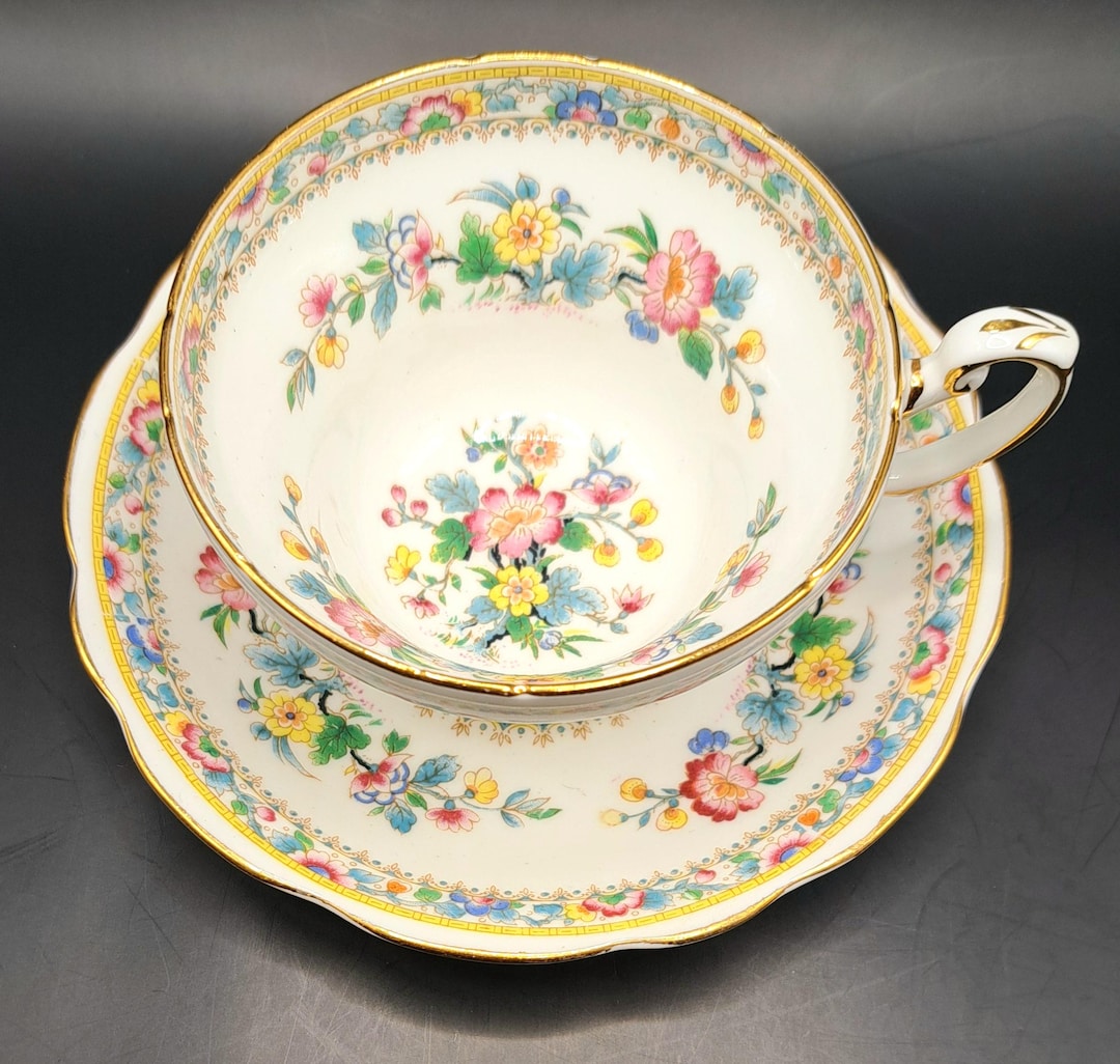 Foley Ming Rose Teacup and Saucer, Bone China Made in England - Etsy