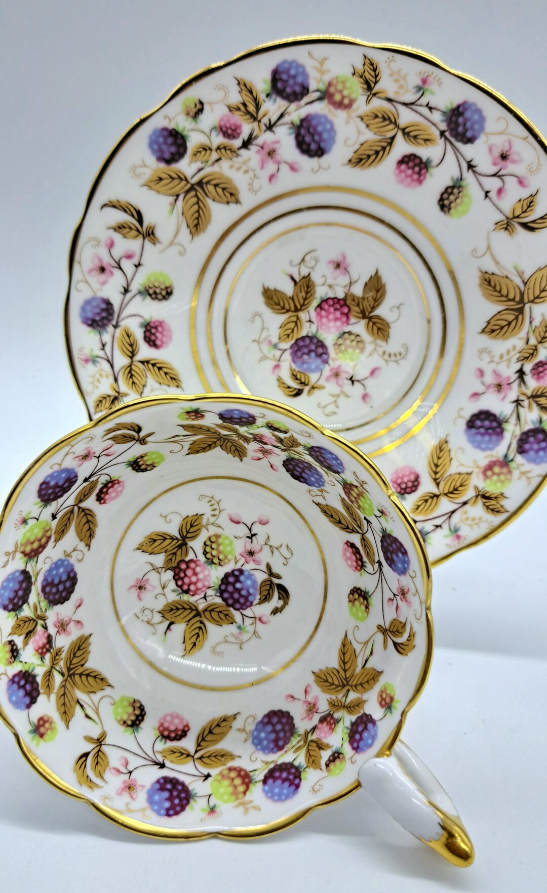 Vintage Royal Stafford Golden Bramble Bone China Teacup and Saucer - Etsy
