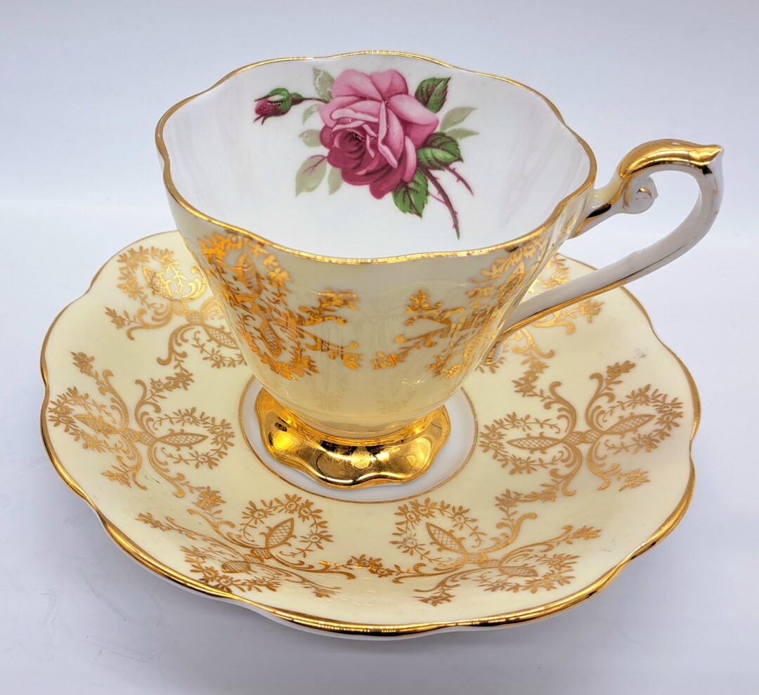 Royal Standard Teacup and Saucer , Rose With Gold Pattern, Bone China ...