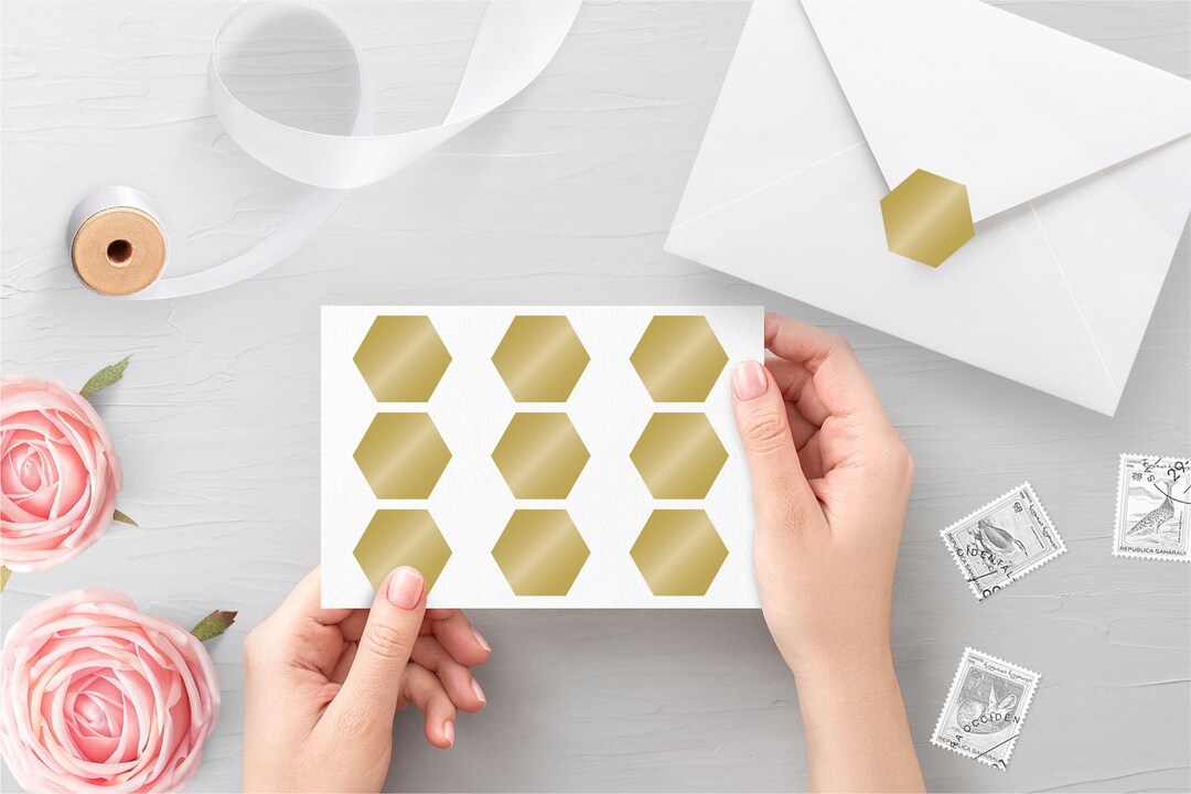 10 Hexagon Decals, Envelope Decals, Birthday Seals, Party Decals ...
