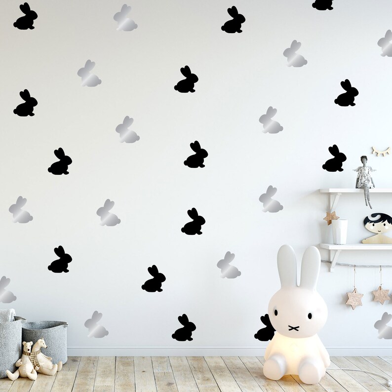 Rabbit wall decal set stickers wall pattern decals | Etsy