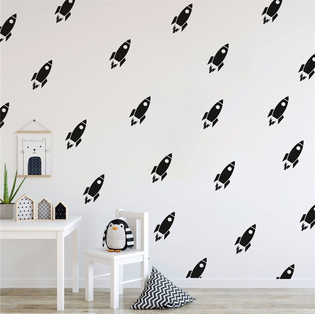 Rocket Wall Decal Set, Sticker - Available in Different Colors & Sizes ...