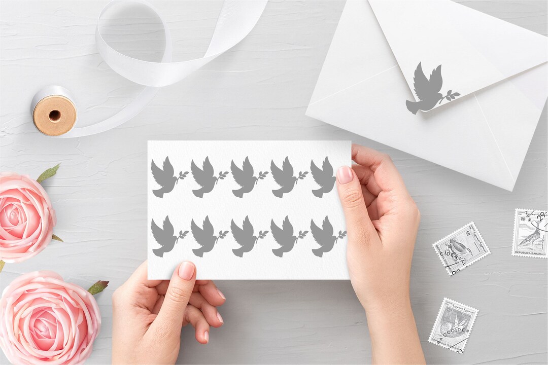 10 Dove Decals, Envelope Decals, Birthday Seals, Party Decals ...