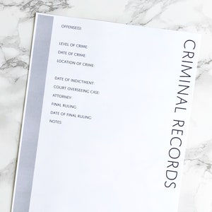 Criminal Records Page: Printable Genealogy Form digital Download Family ...