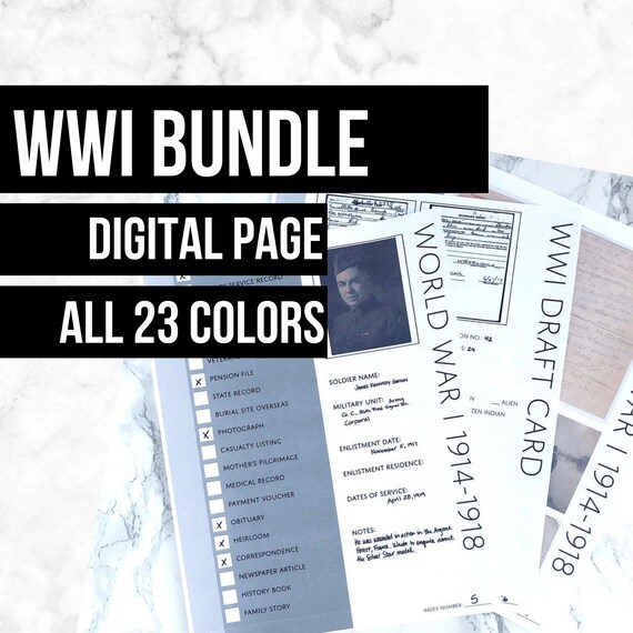 World War One Bundle: Printable Genealogy Forms Digital | Etsy