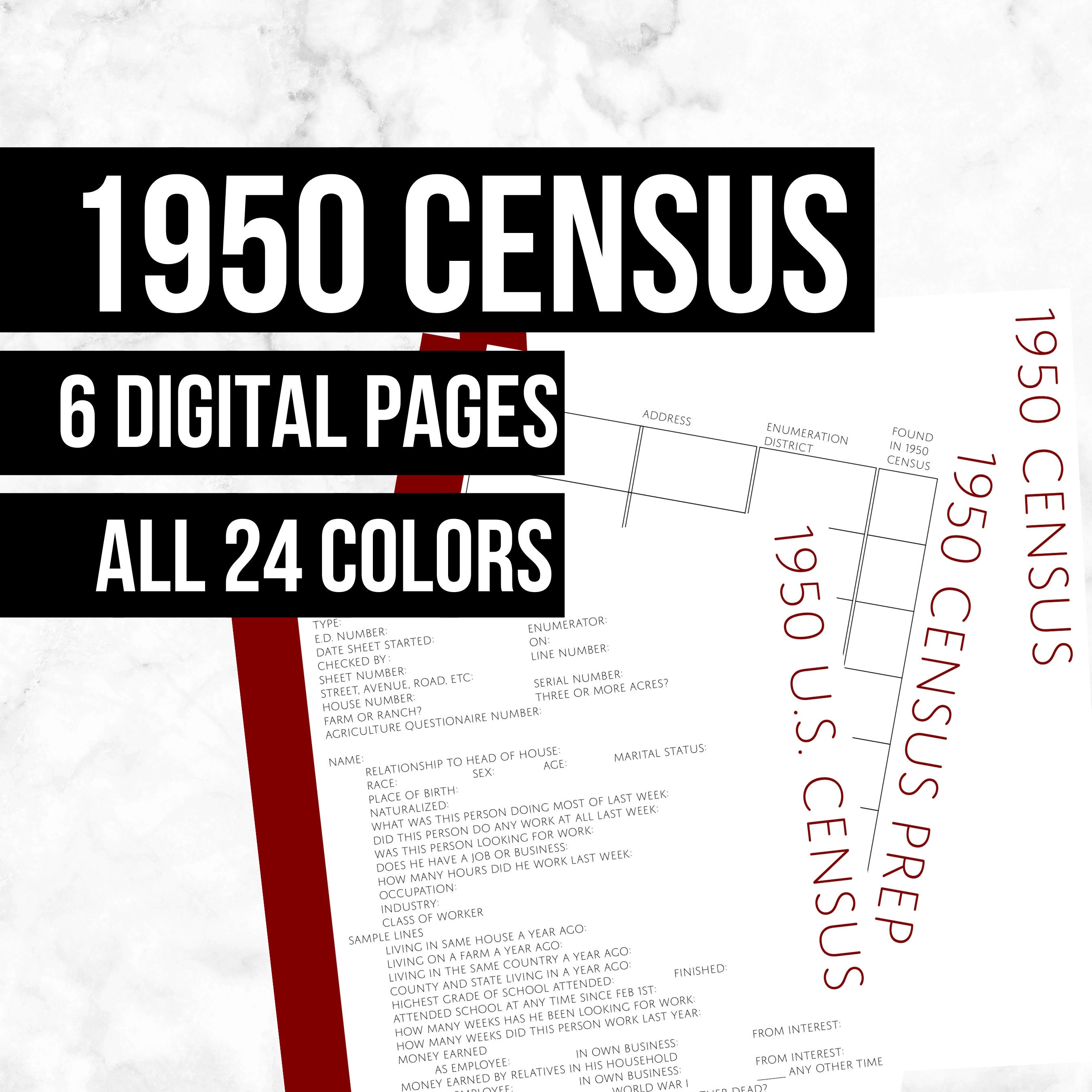 1950 Census Bundle: Printable Genealogy Forms digital - Etsy