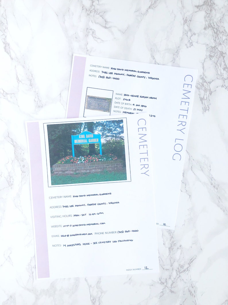 Cemetery Bundle: Printable Genealogy Forms for Family History Research ...