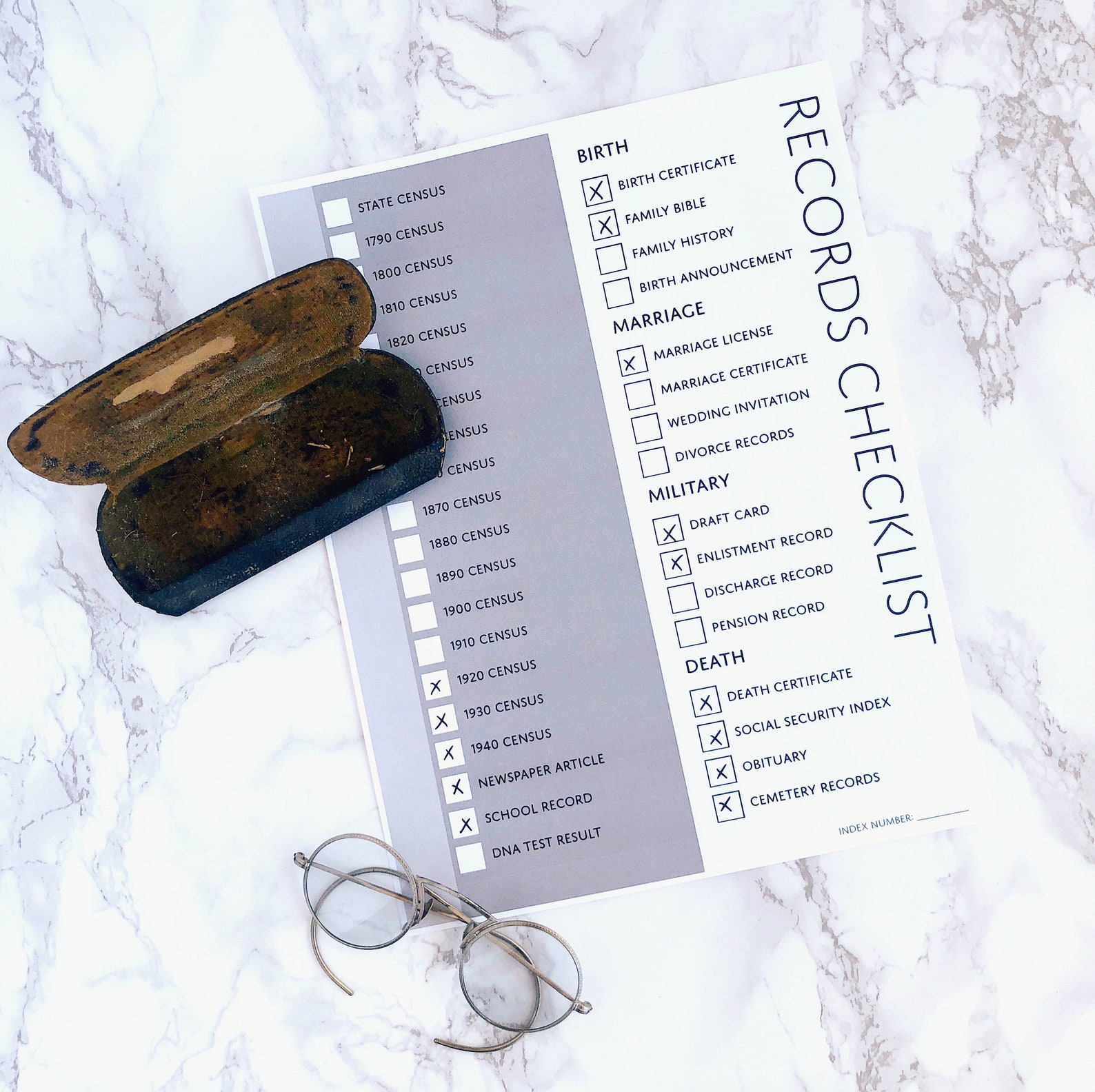Family History Records Checklist: Printable Form for Genealogy Research ...