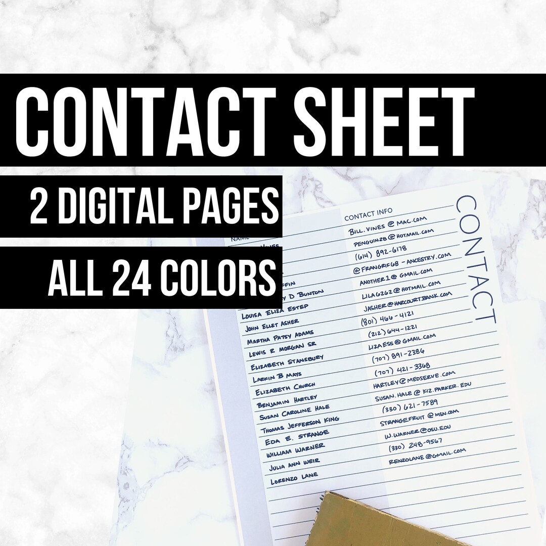 Contact Sheet: Printable Genealogy Form digital Download - Etsy