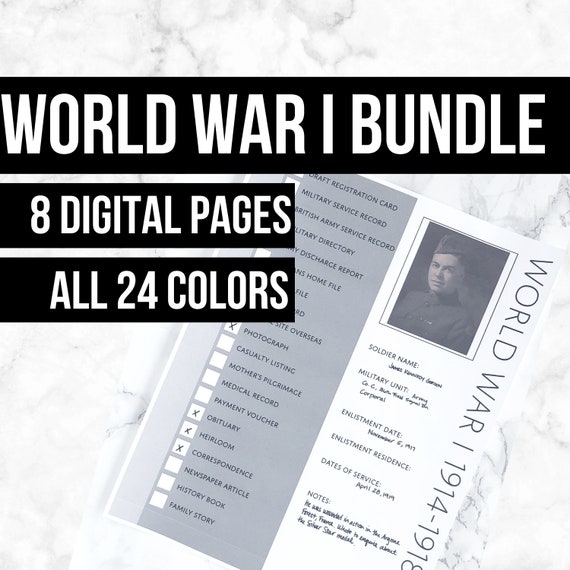 World War One Bundle: Printable Genealogy Forms digital - Etsy