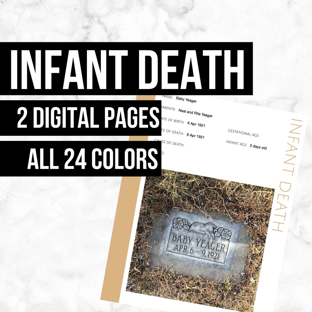 Infant Death Pages: Printable Genealogy Form digital Download Family ...