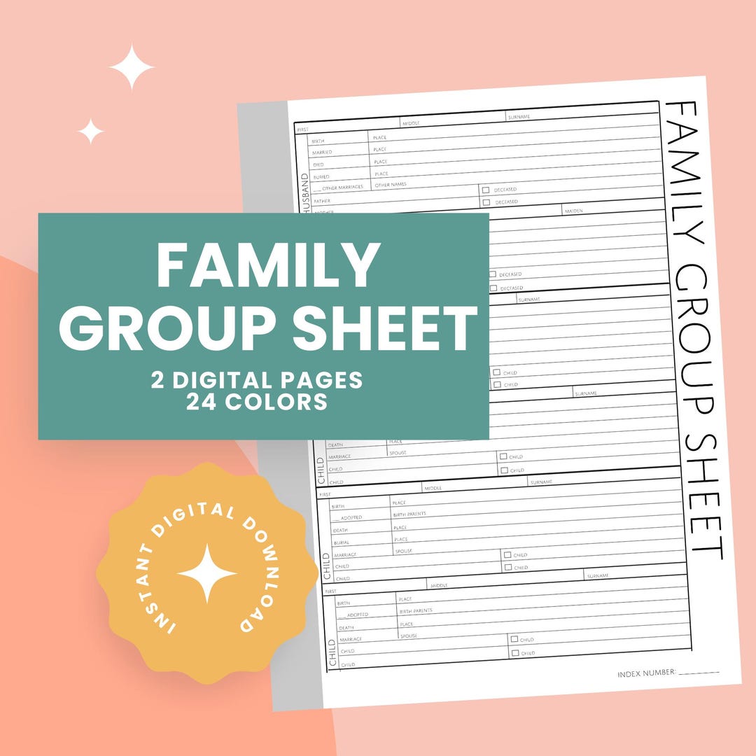 Family Group Sheets: Printable Genealogy Forms (digital Download ...